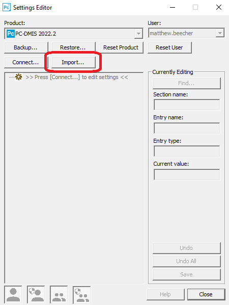 How do I export my PC-DMIS settings?