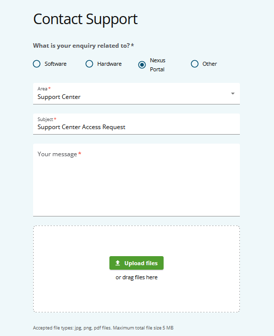 Getting Started with the Nexus Support Center