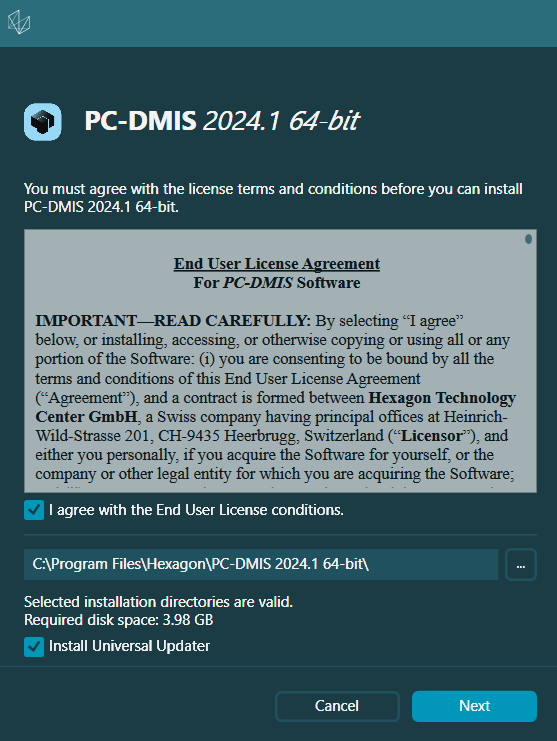 How do I install PC-DMIS using a Node-Locked LMS license?
