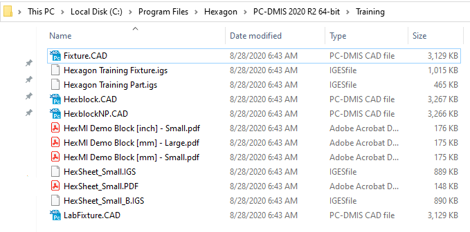 Where can I find the CAD files and prints for Hexagon Training Parts?